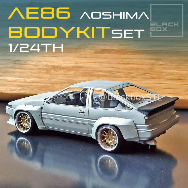 3D Printable Classic Bodykit for AE86 AOSHIMA 1-24th Modelkit by black ...