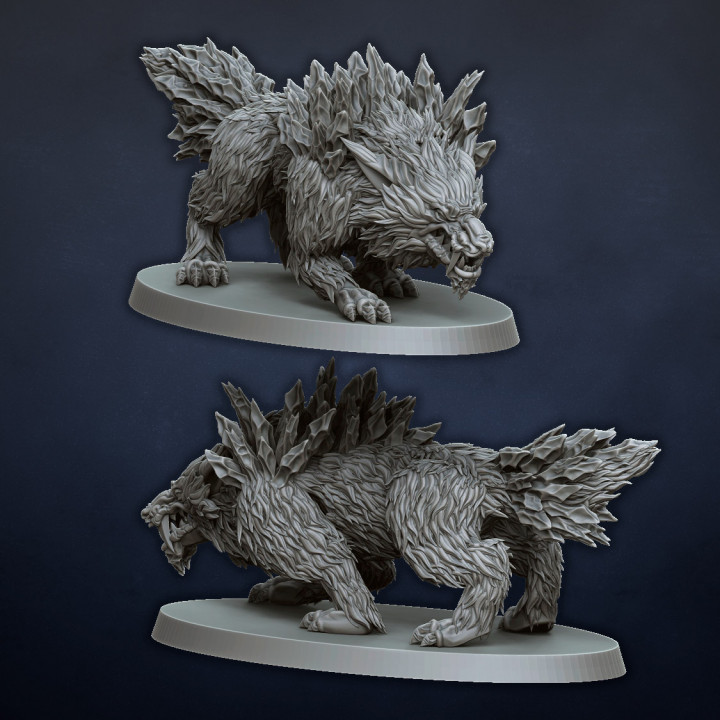 3D Printable Ice Wolf Pack Icekander by Dragon's Lake Miniaturas