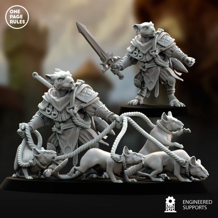 3D Printable Giant Rats (Rat Master) - Ratmen by One Page Rules