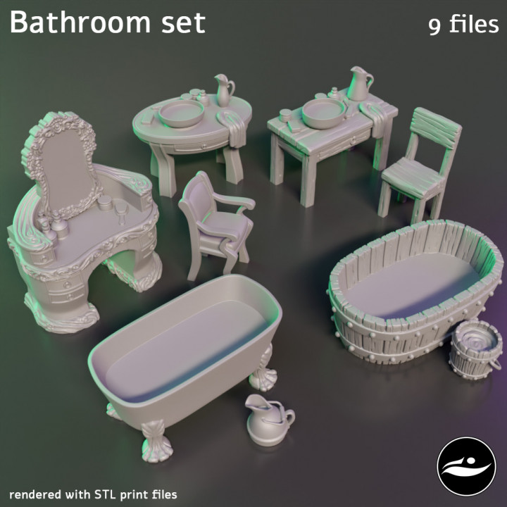 3D Printable Fantasy bathroom set by Suhland Workshop