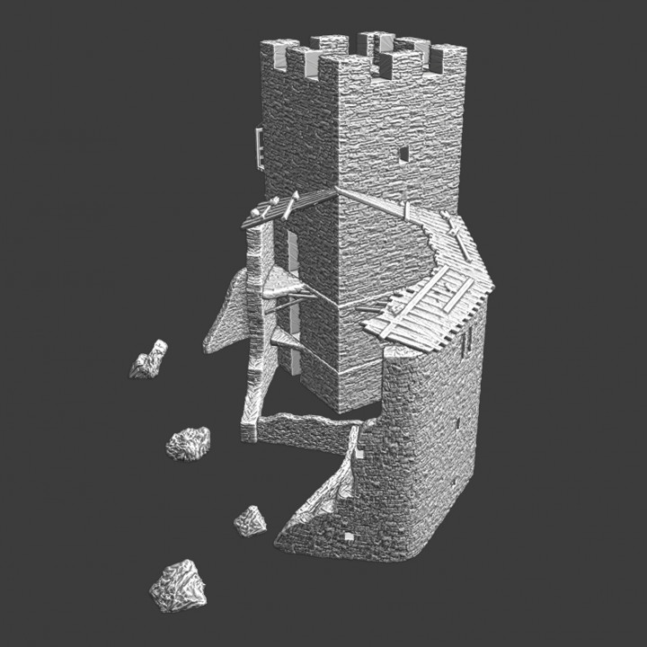 3D Printable Medieval Castle - destroyed by Northern Crusades Miniatures