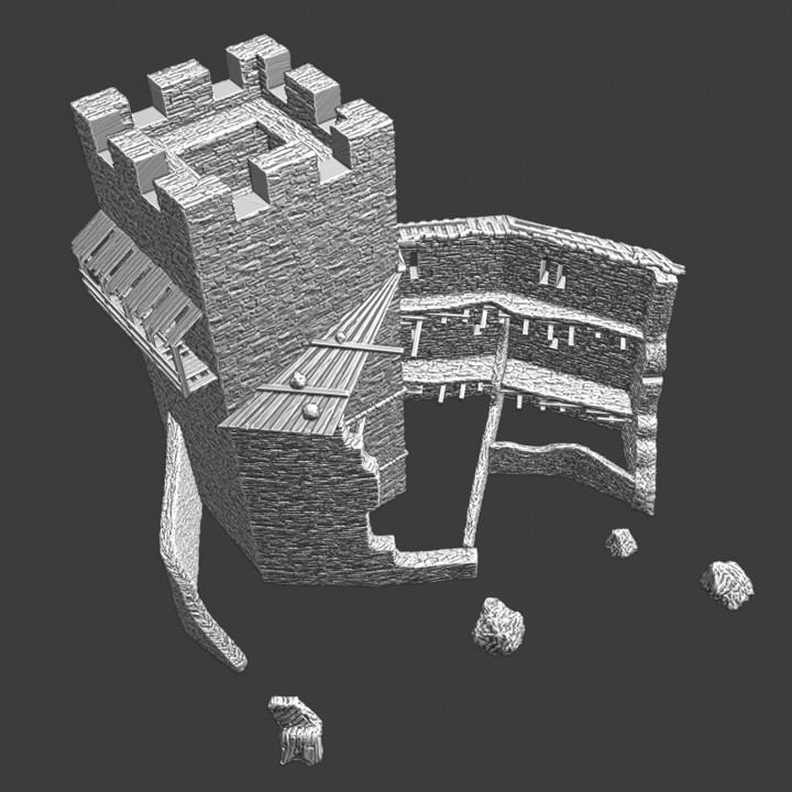 3D Printable Medieval Castle - destroyed by Northern Crusades Miniatures