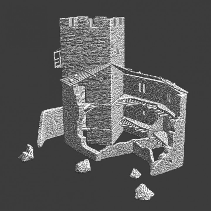 3D Printable Medieval Castle - destroyed by Northern Crusades Miniatures