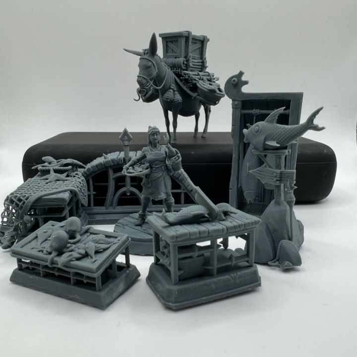 3D Print of Fantasy NPCs 2 - Fish Vendor Set by SMBT