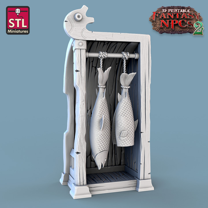 3D Printable Fantasy NPCs 2 - Fish Vendor Set by STL Miniatures