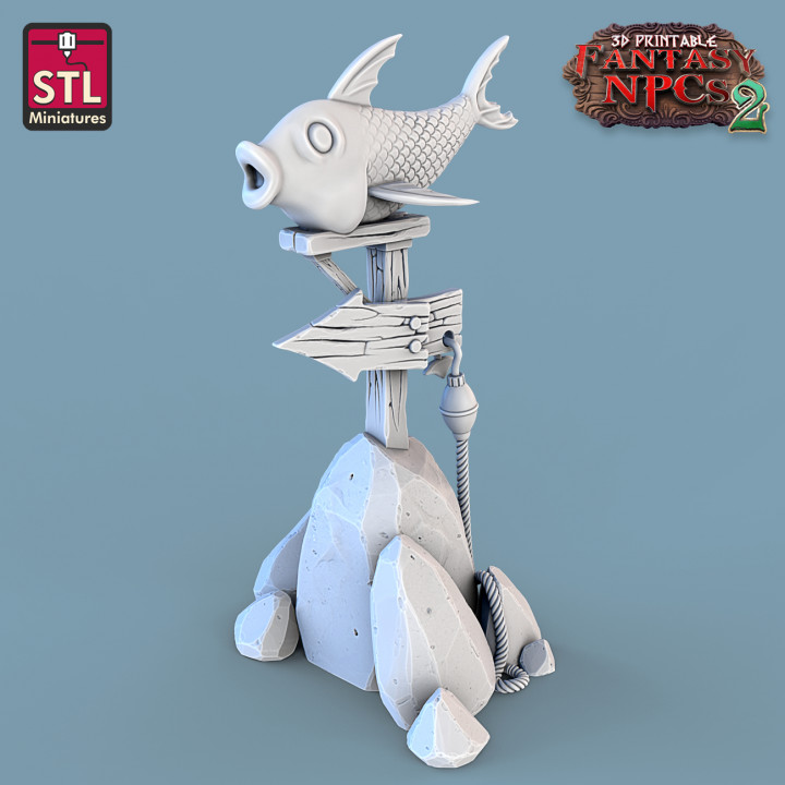 3D Printable Fantasy NPCs 2 - Fish Vendor Set by STL Miniatures