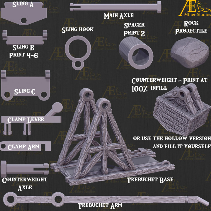 3D Printable AEGWEP01 - Trebuchet by Aether Studios