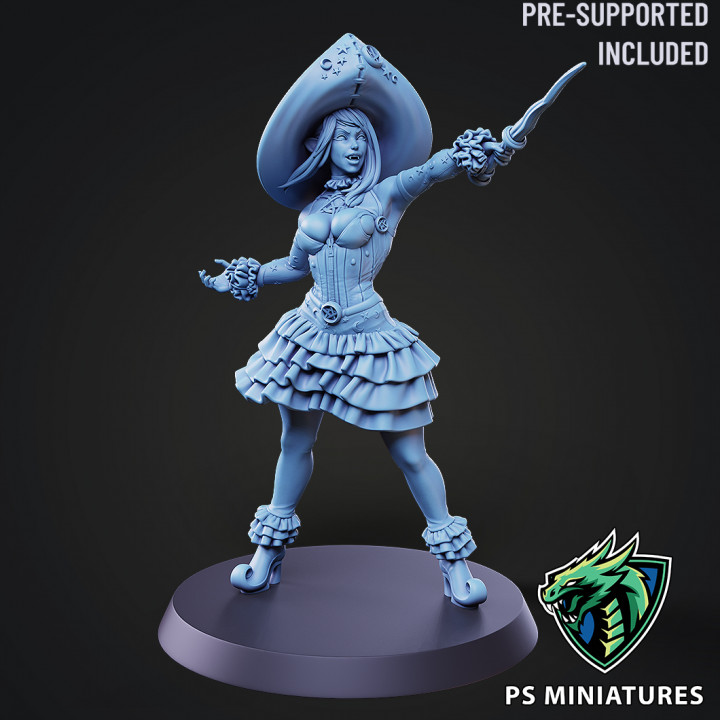 3D Printable Witch Elf Pose 3 - 2 Variants and Pinup by PSMiniatures