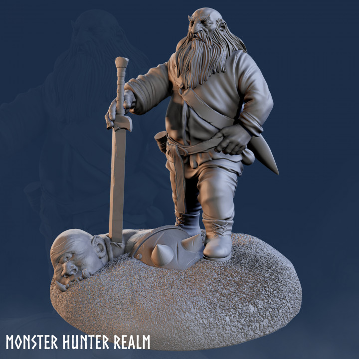 3D Printable Dwarf Ranger - Dwarf Hunter - Monster Hunter by A Bard's Tale