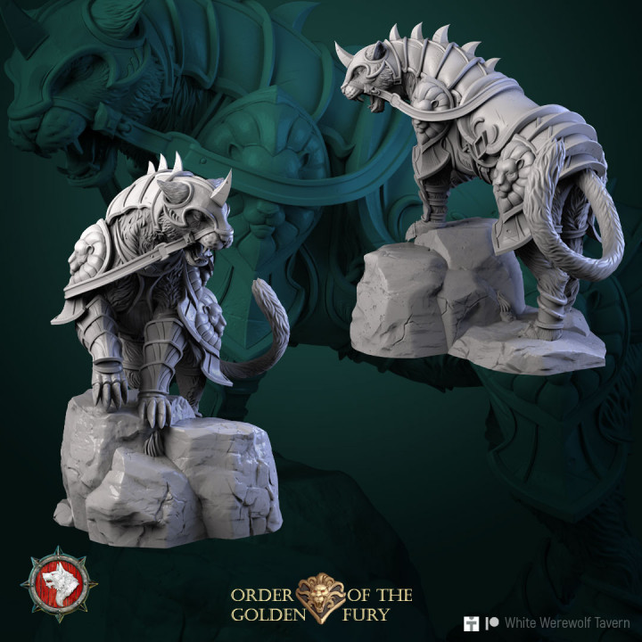 3D Printable Mount warcat pre-supported by White Werewolf Tavern