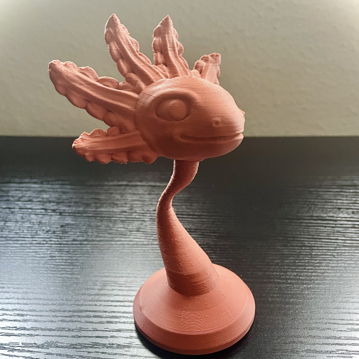 3D Printable Cute smiling Axolotl Statue by EndK7