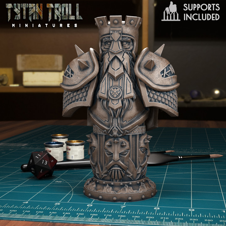 3D Printable Dwarf Chess Rook [Pre-Supported] by TytanTroll Miniatures