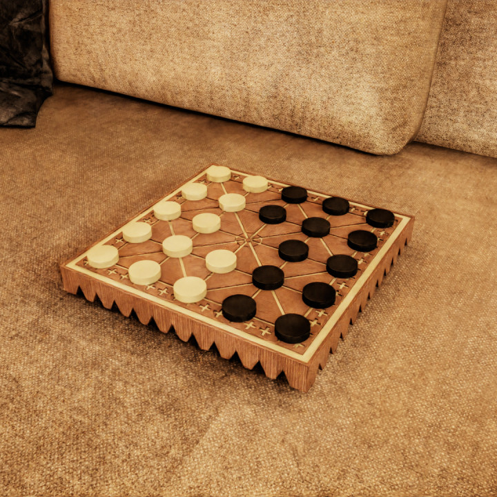 3D Printable ALQUERQUE - BOARD GAME by Lazy Bear