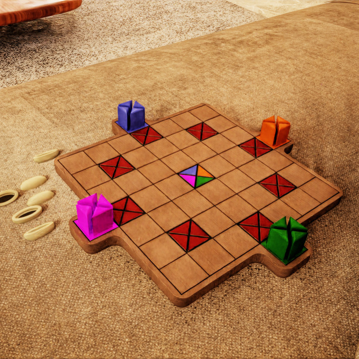 3D Printable ASHTA CHAMMA - BOARD GAME by Lazy Bear