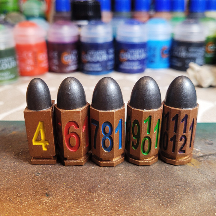 3D Printable Bullet Dice - d4, d6, d8, d10, d12 [Pre-supported] by ...