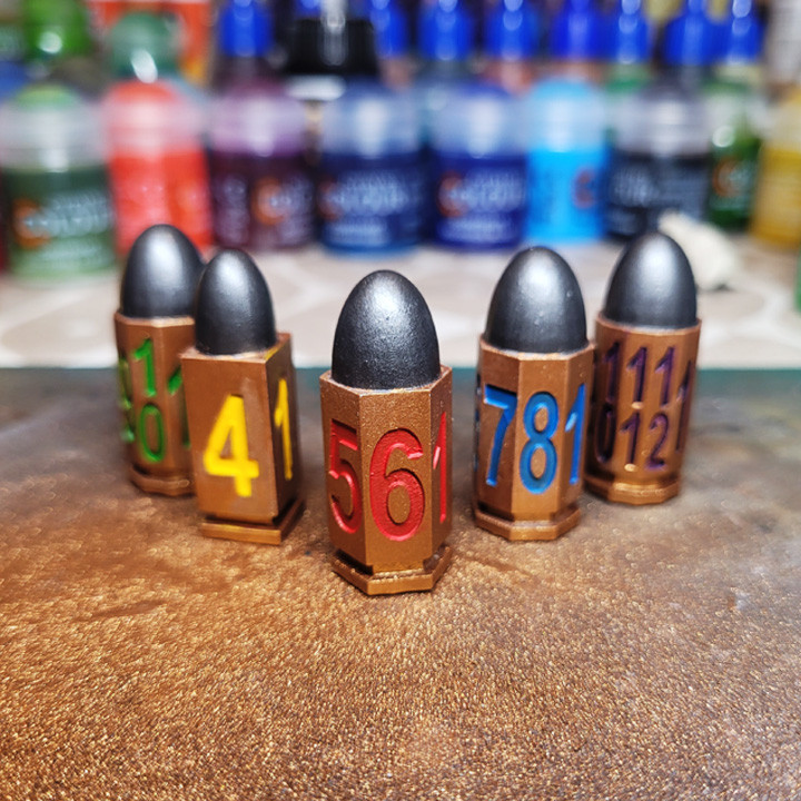 3D Printable Bullet Dice - d4, d6, d8, d10, d12 [Pre-supported] by ...