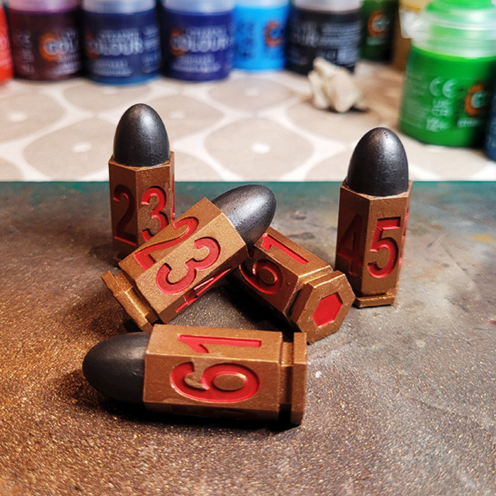 3D Printable Bullet Dice - d4, d6, d8, d10, d12 [Pre-supported] by ...