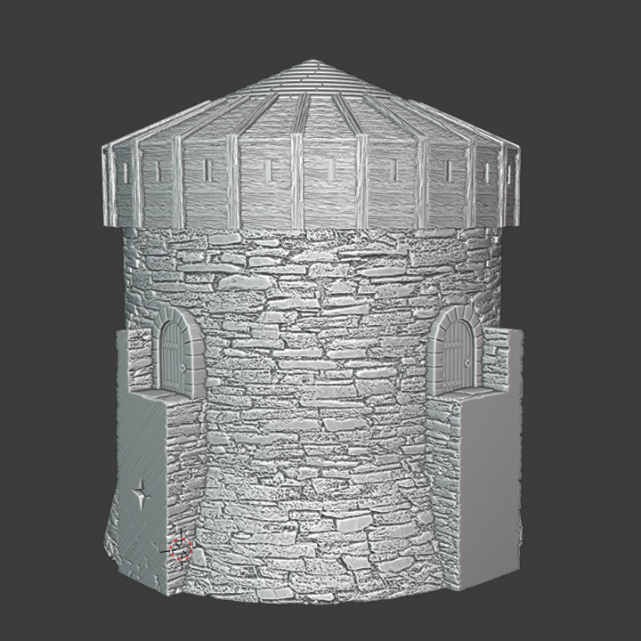 3D Printable Medieval round tower with defenses - Modular Castle system ...