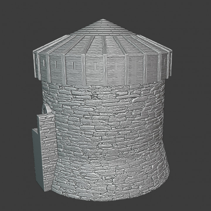 3D Printable Medieval round tower with defenses - Modular Castle system ...