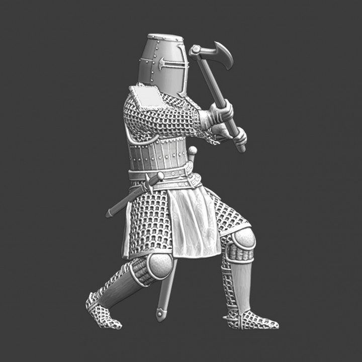 3D Printable Medieval crusader knight fighting with great axe by ...