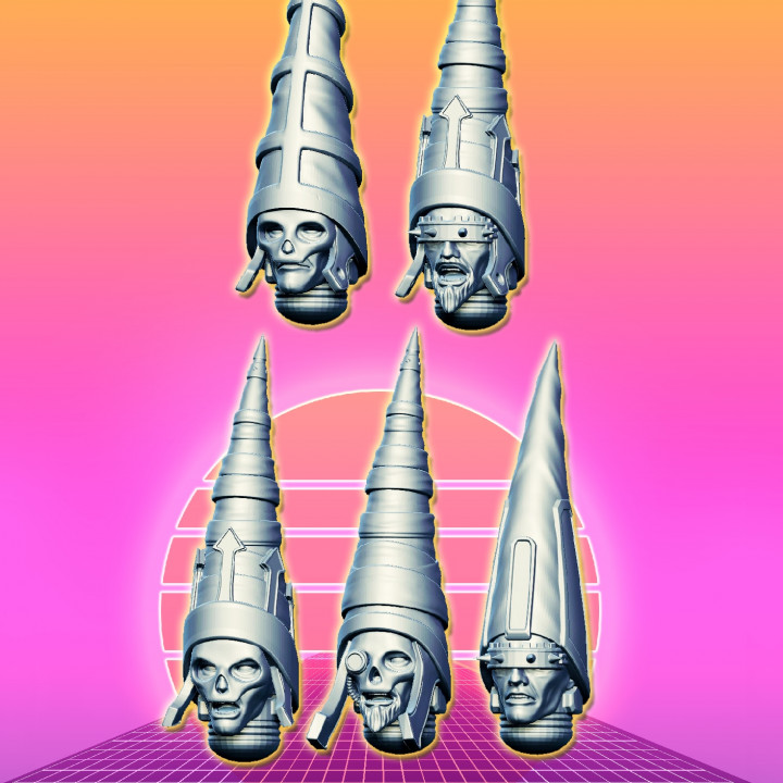 3D Printable They are Crazy! Pointed Hood Cultists - 40 Heads Pack by Orfey