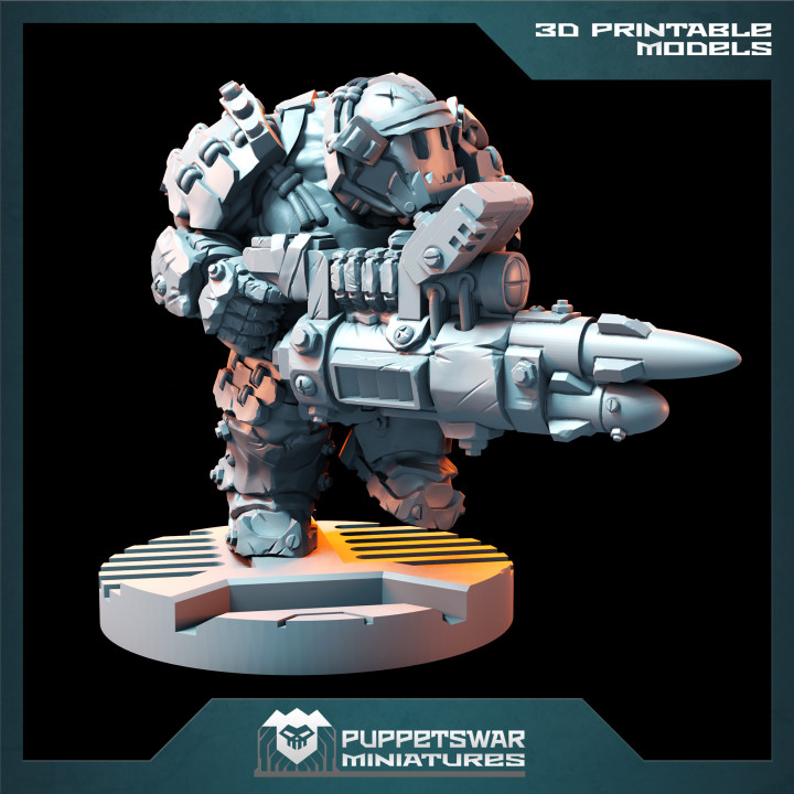3D Printable Bushi Orc Heavy Gunners by Puppetswar Miniatures