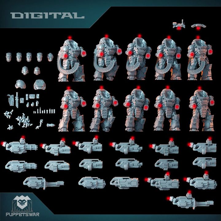 3D Printable Heavy Strikers [Tactical] by Puppetswar Miniatures