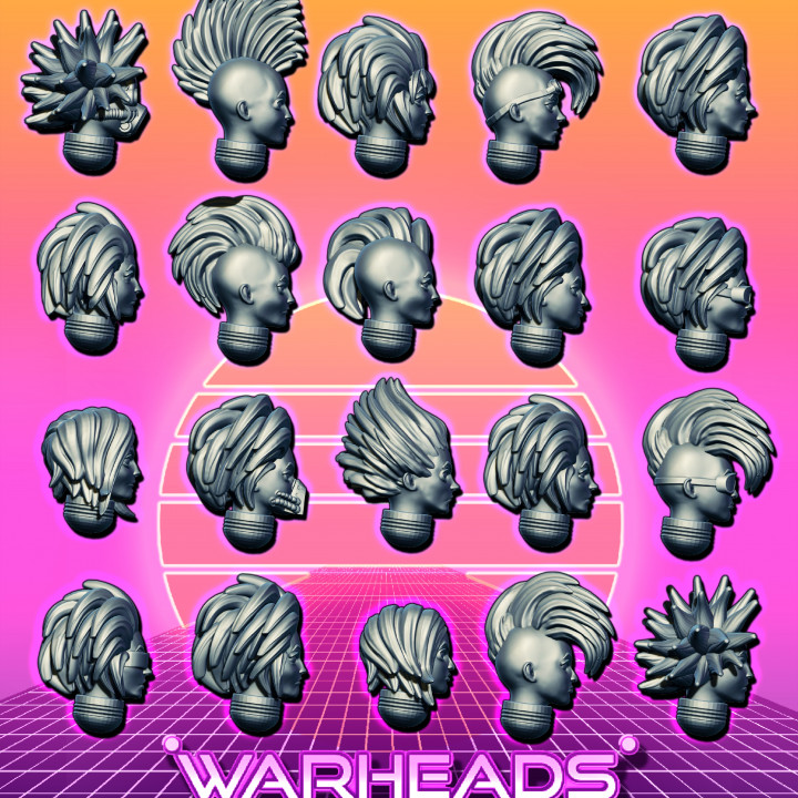 3D Printable Punk Rock Girls Heads! Ganger Edition! (20 heads) by Orfey