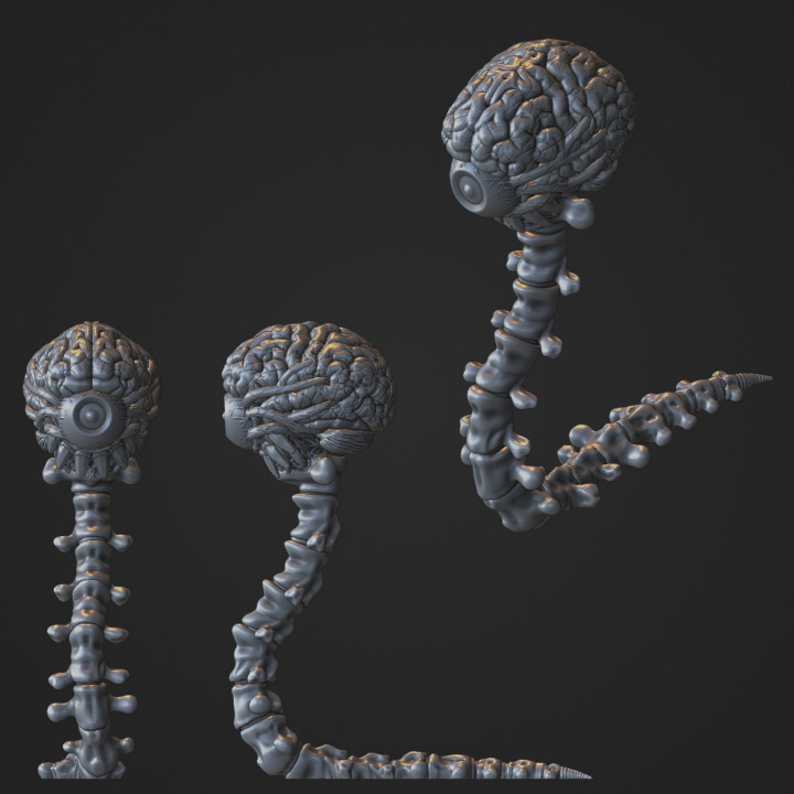 3D Printable Brain Monster Miniature Figurine Static by sliceables