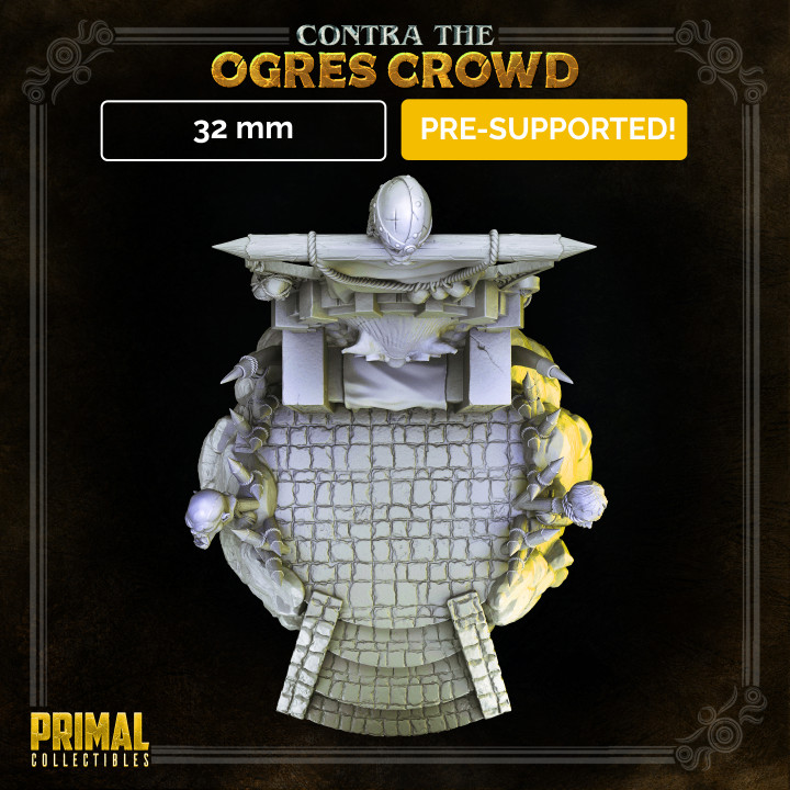 3D Printable Boss throne- CONTRA THE OGRE CROWD - MASTERS OF DUNGEONS QUEST by PRIMAL Collectibles
