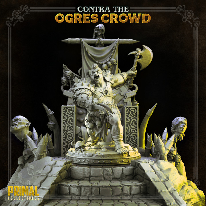 3D Printable Boss throne- CONTRA THE OGRE CROWD - MASTERS OF DUNGEONS QUEST by PRIMAL Collectibles