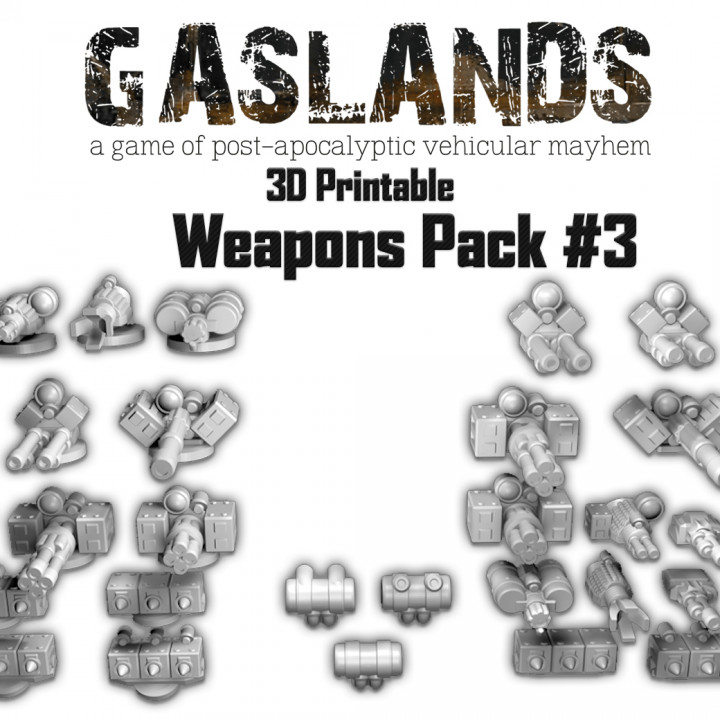 3D Printable Gaslands Weapon Pack #3 - 3D Printable by Hayland Terrain