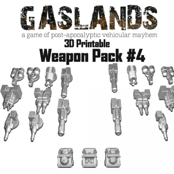 3D Printable Gaslands Weapon Pack #4 - 3D Printable by Hayland Terrain