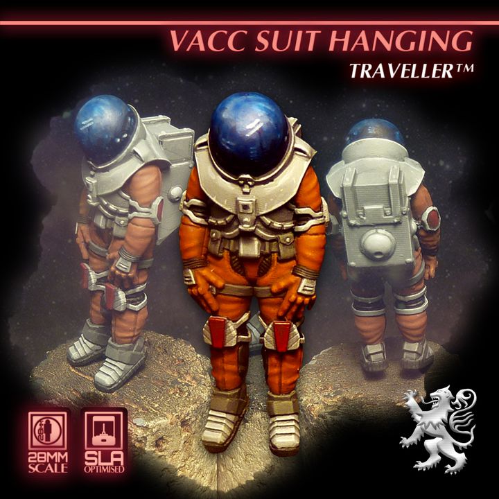 3D Printable Vacc Suit Hanging - Traveller Miniature by 2nd Dynasty