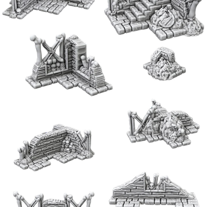 3D Printable BONE RUINS by Hayland Terrain