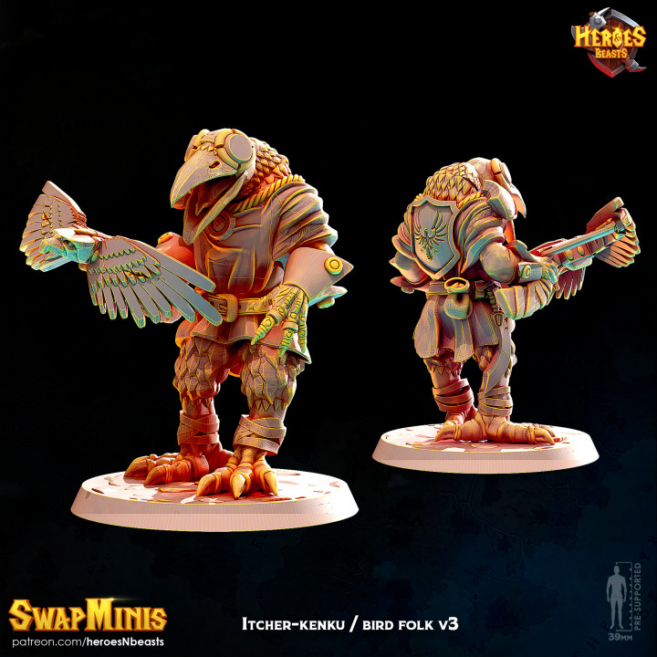 3D Printable Swapmini 49 - Itcher - Kenku/ tenge / bird folk by Heroes ...