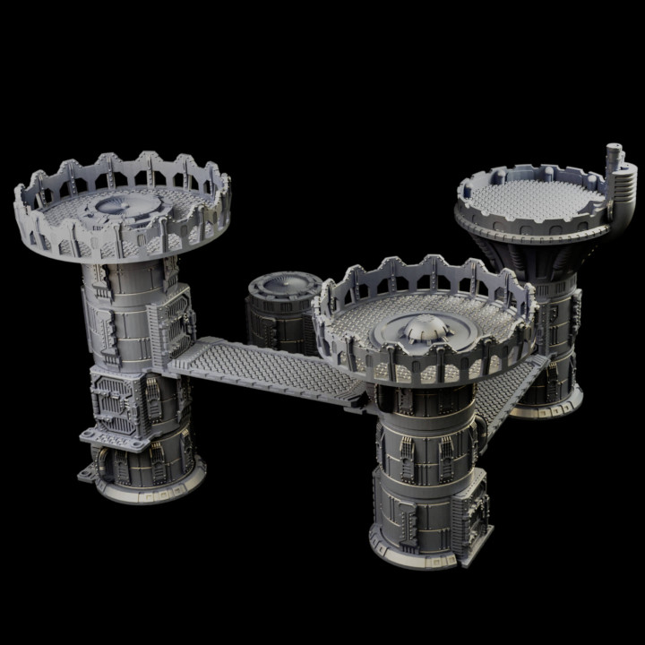 3D Printable Chemical Factory Vats Walkways And Storage Tank Sci Fi ...