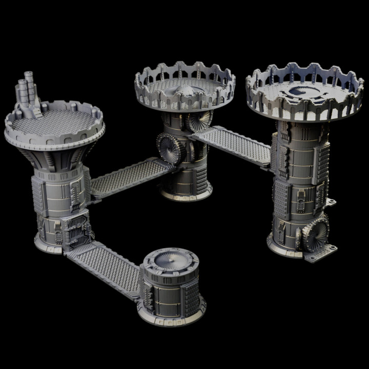 3D Printable Chemical Factory Vats Walkways And Storage Tank Sci Fi ...