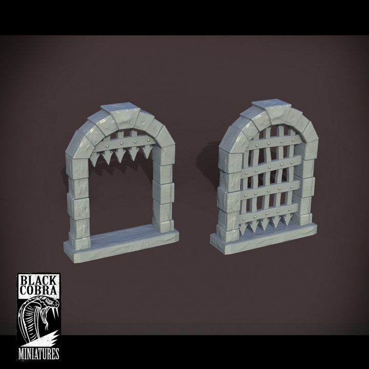 3D Printable Door Set for Dungeons Crawlers by BlackCobraMiniatures