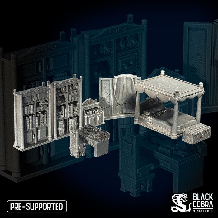 3D Printable Noble Room Set by BlackCobraMiniatures