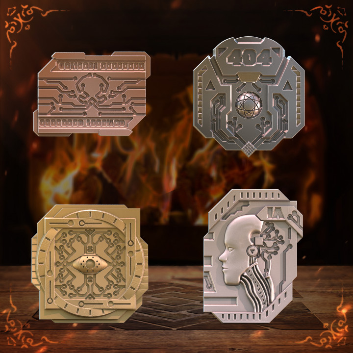 3D Printable Cyberpunk coin set by Unchained Games