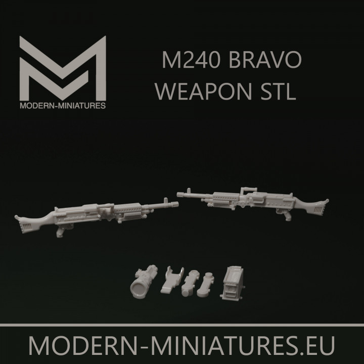 3D Printable M240 Bravo Machine Gun by Modern-Miniatures.eu