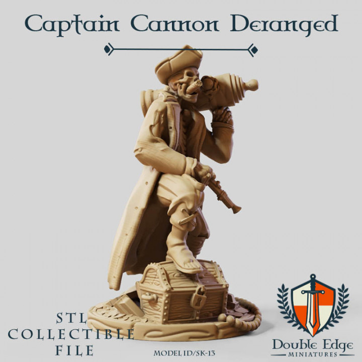 3D Printable Captain Cannon Deranged 2 by Double Edge Miniatures