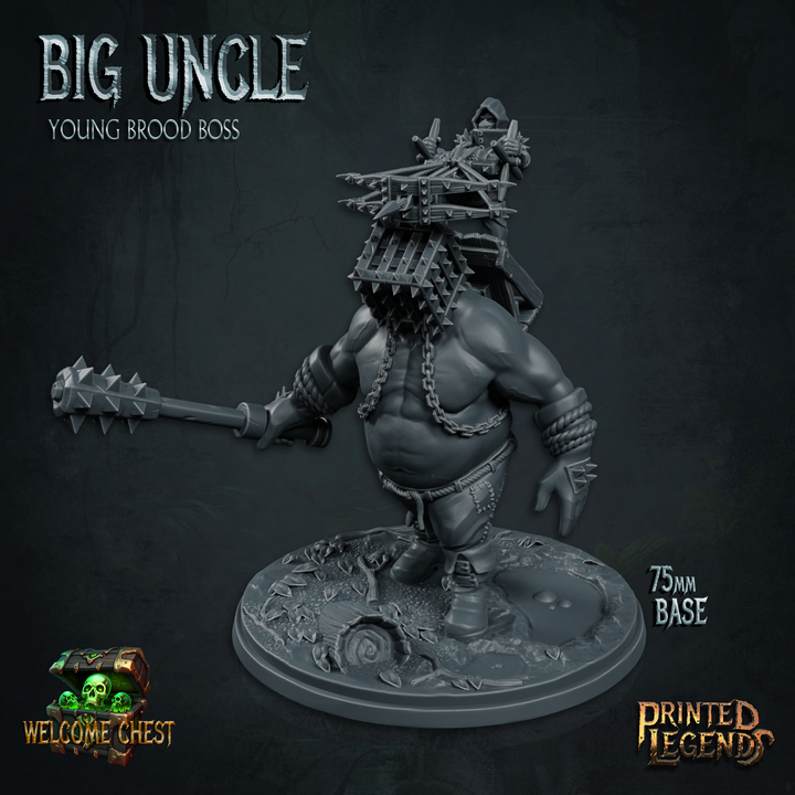 3D Printable Big Uncle - Huge Boss (75mm Base) by Printed Legends