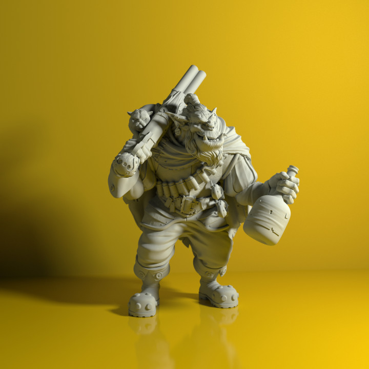 3D Printable "Payday" - Orc Mercenary and cat familiar- by Matteo Donzelli