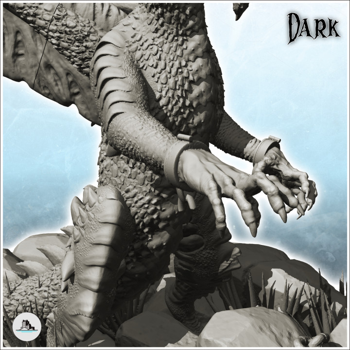 3D Printable Dragon with chains 2 - Fantasy Medieval Dark Chaos Animal ...