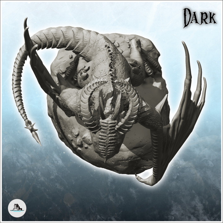 3D Printable Dragon with pointed tail on rock (8) - Fantasy Medieval ...