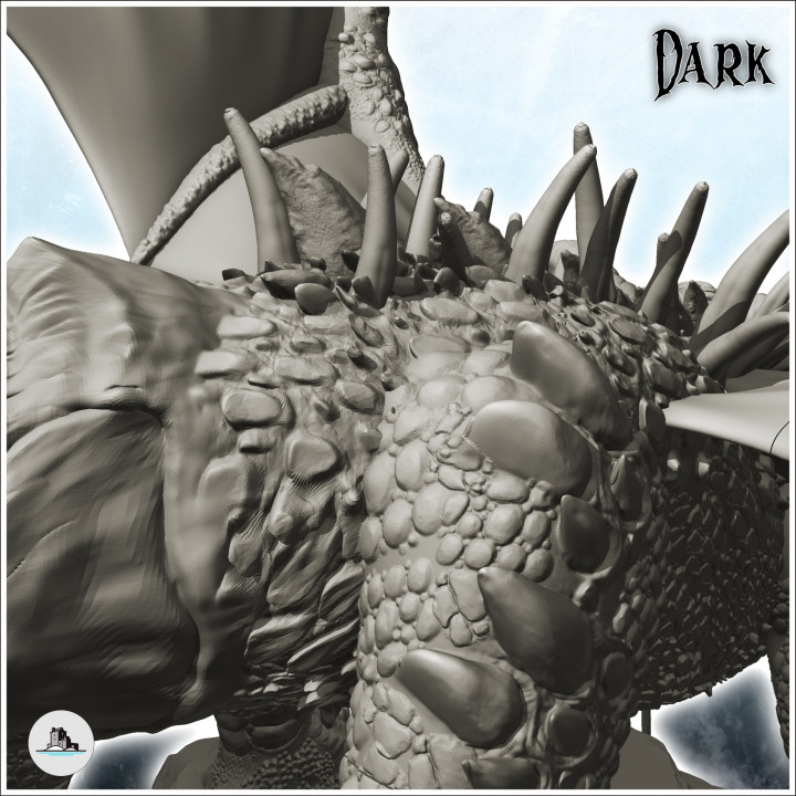 3D Printable Big horned dragon on rock (9) - Fantasy Medieval Dark ...