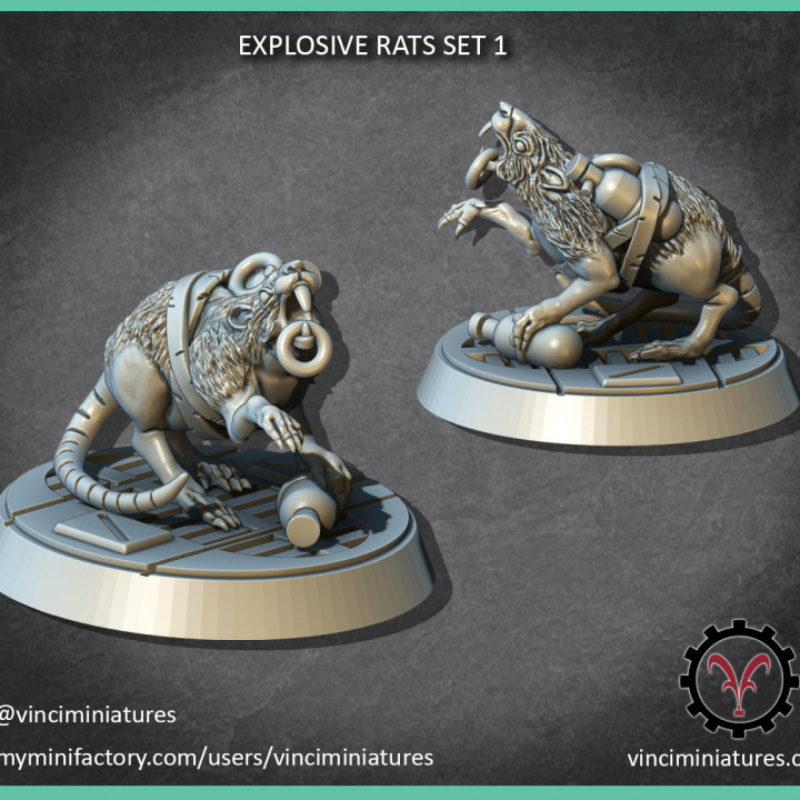 3D Printable EXPLOSIVE RATS SET 1 by vinciminiatures