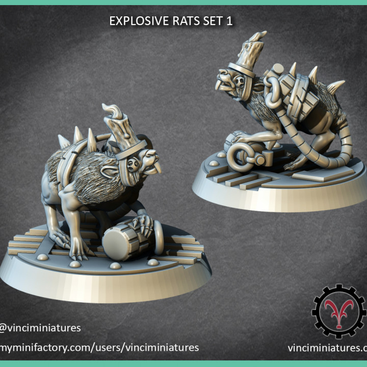 3D Printable EXPLOSIVE RATS SET 1 by vinciminiatures